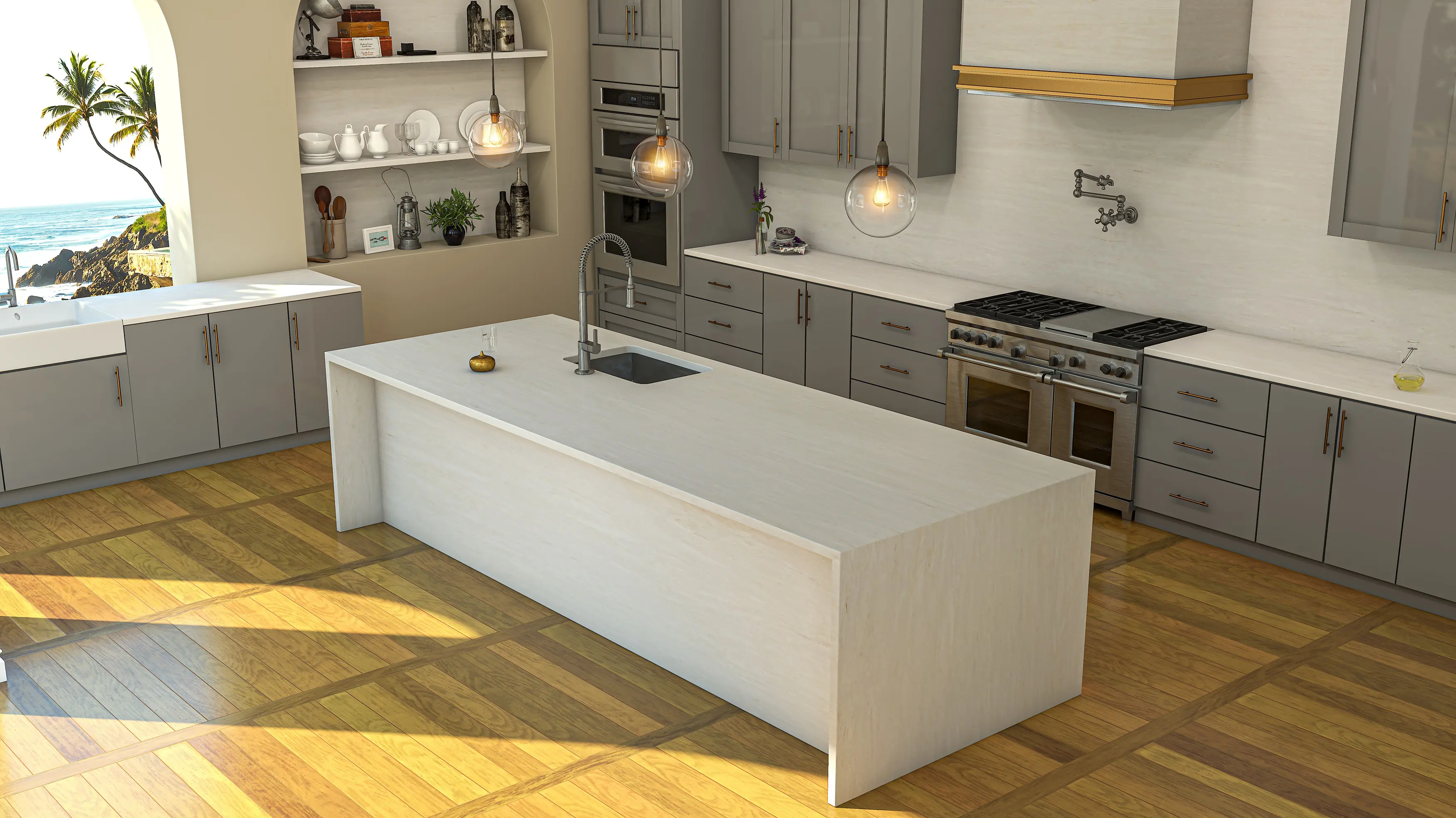 Catera Quartz Kitchen | White Quartz Countertops