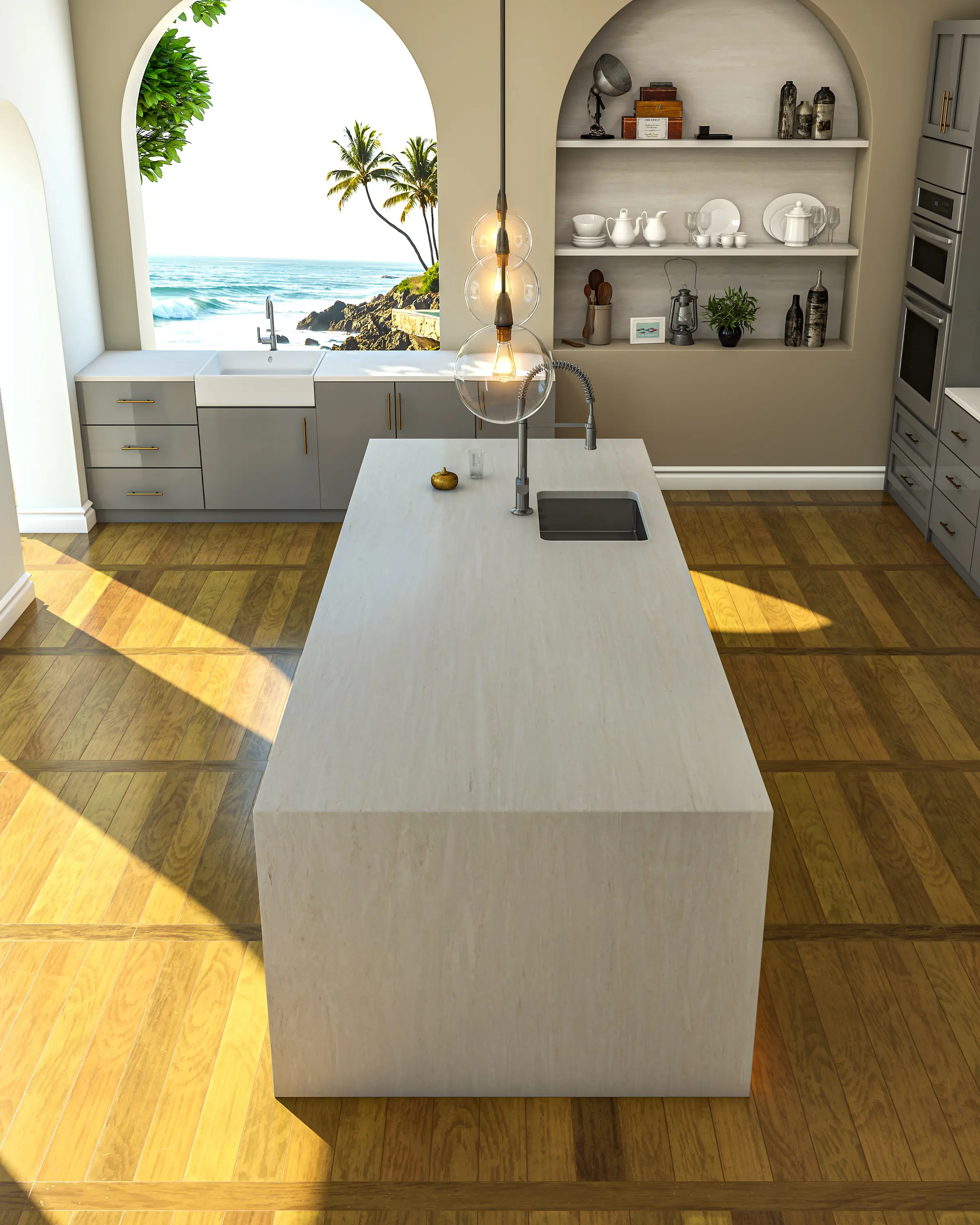 Catera Quartz Kitchen | White Quartz Countertops