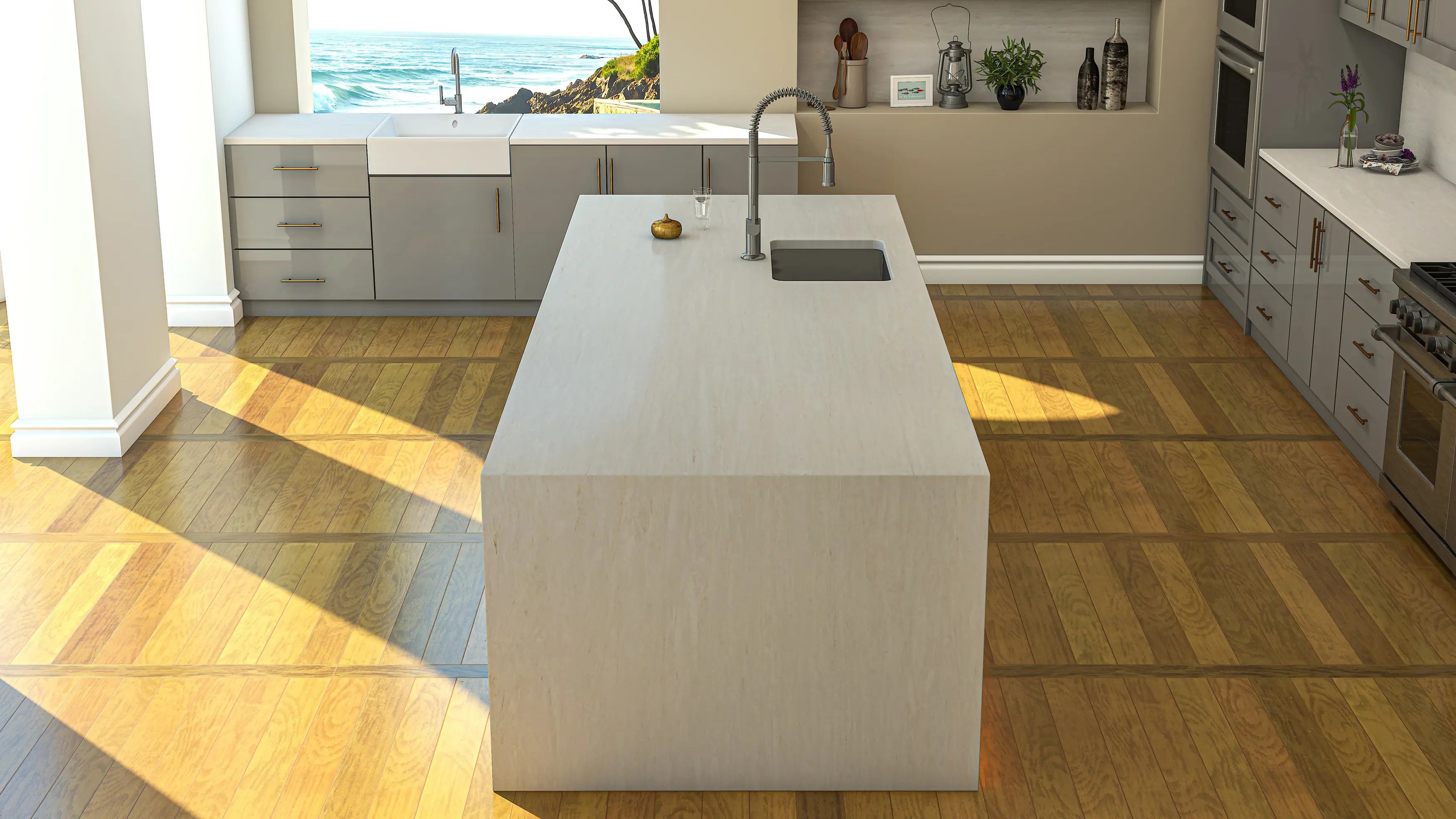 Catera Quartz Kitchen | White Quartz Countertops