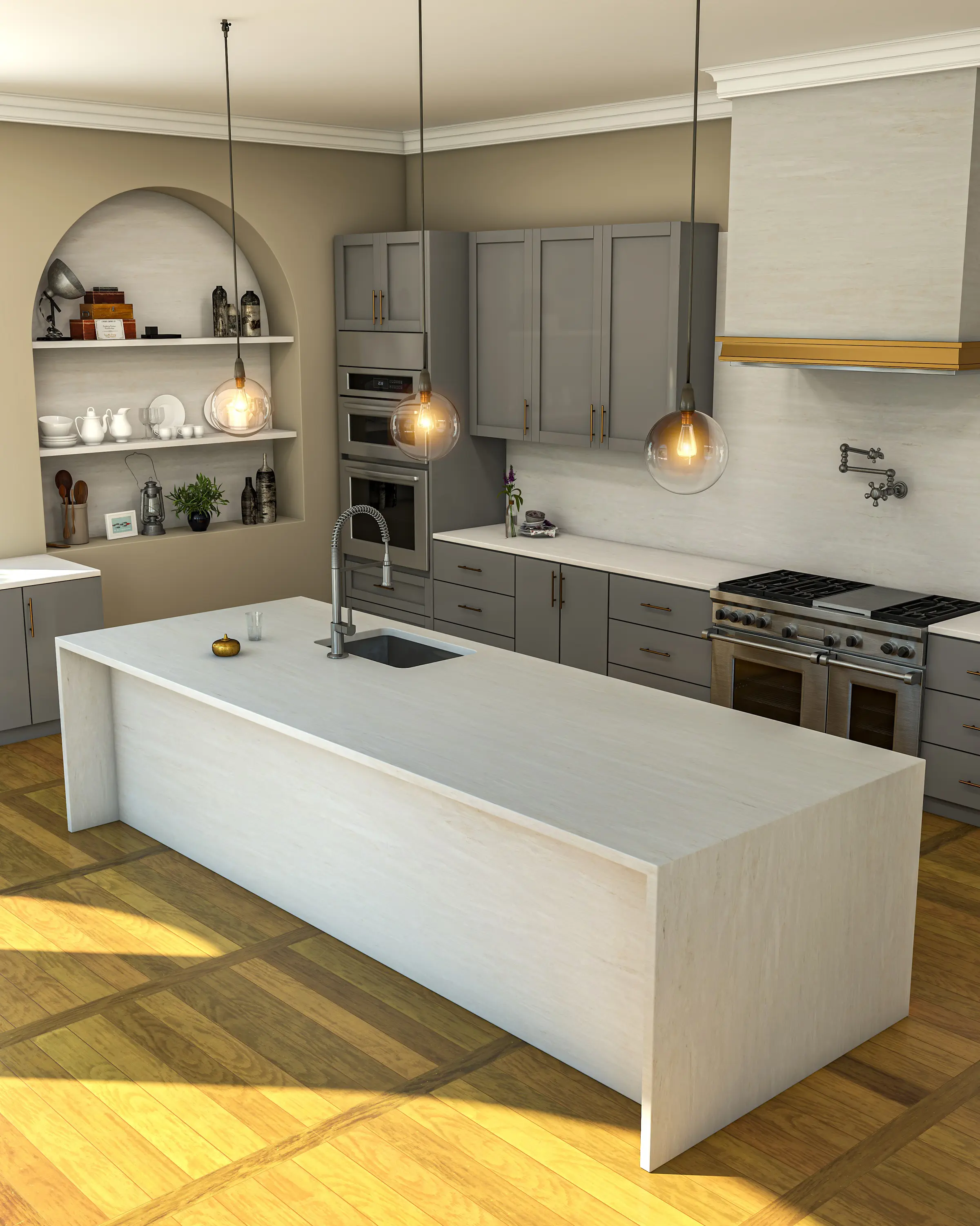 Catera Quartz Kitchen | White Quartz Countertops
