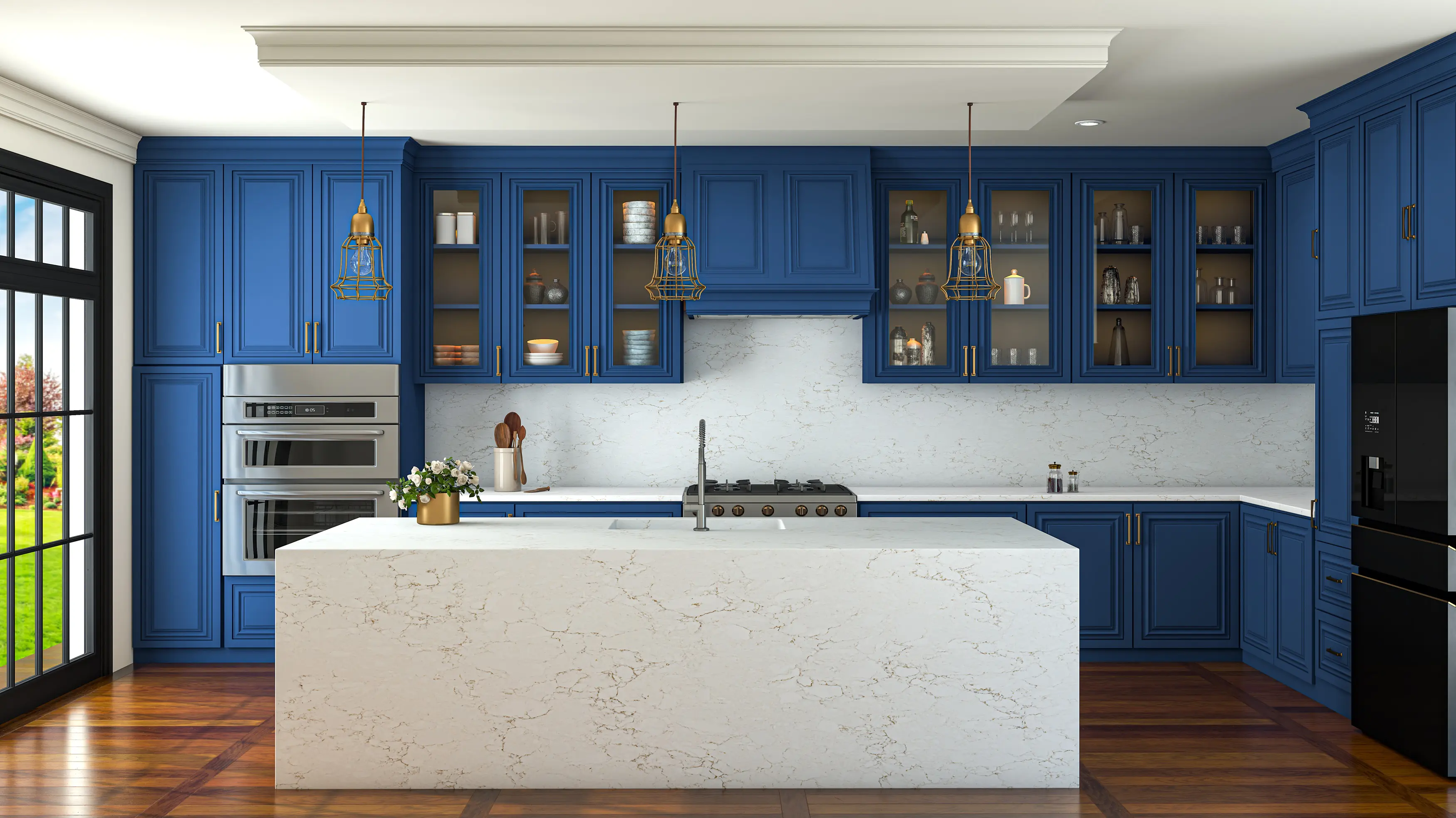 Cielo Sky Quartz Kitchen | White Quartz Countertops