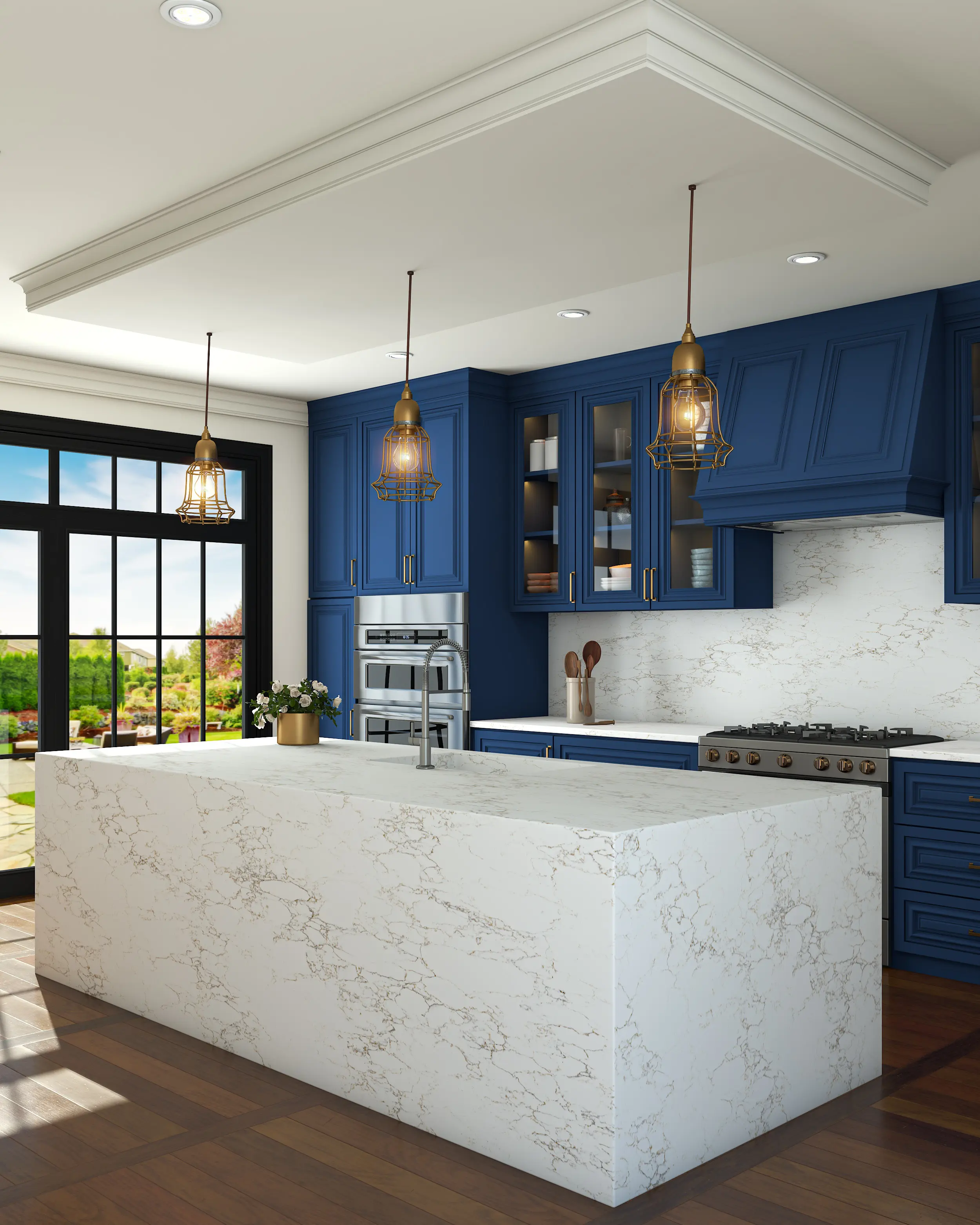Cielo Sky Quartz Kitchen | White Quartz Countertops