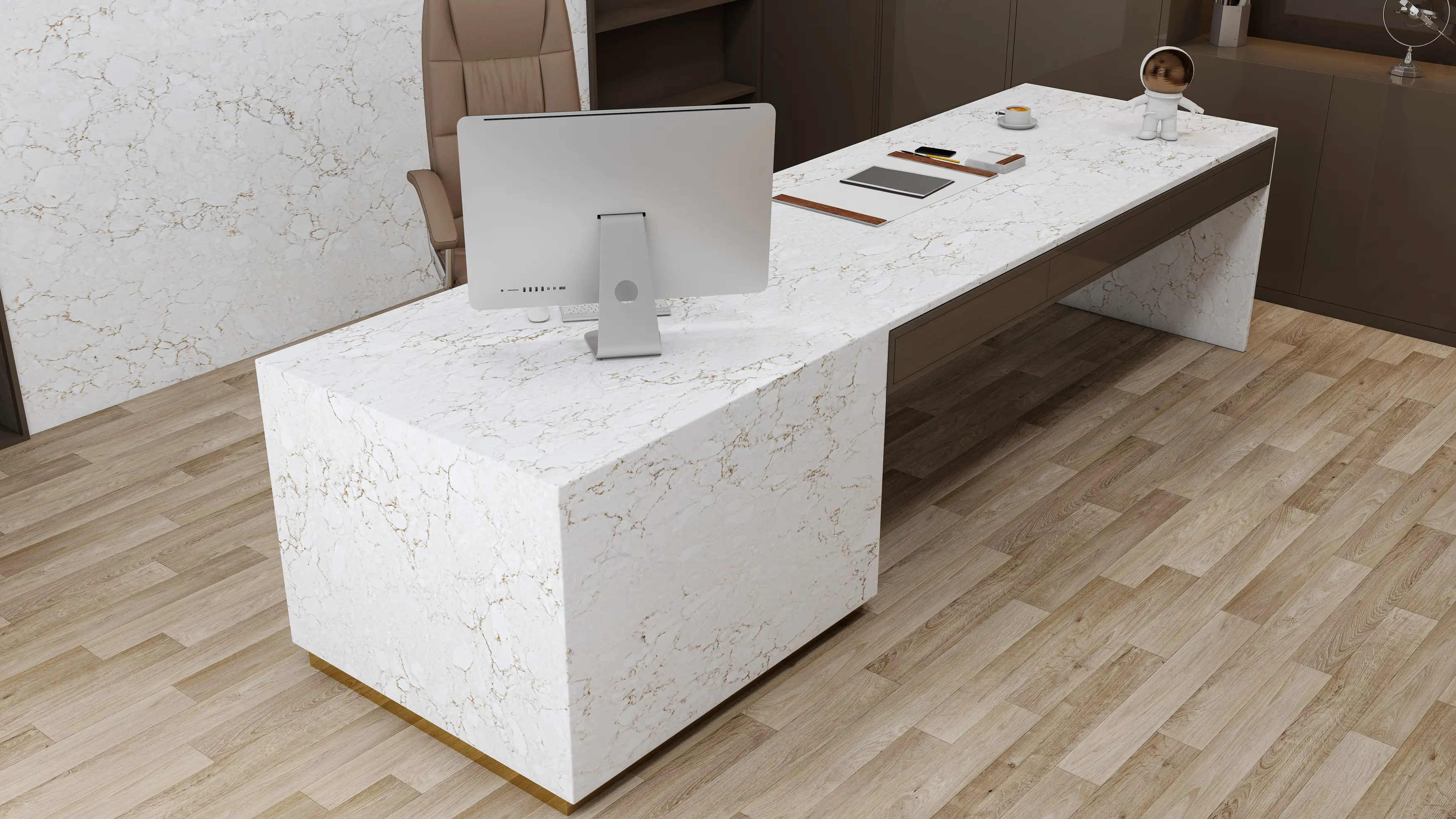 Cielo Sky Quartz Office | White Quartz Surfaces