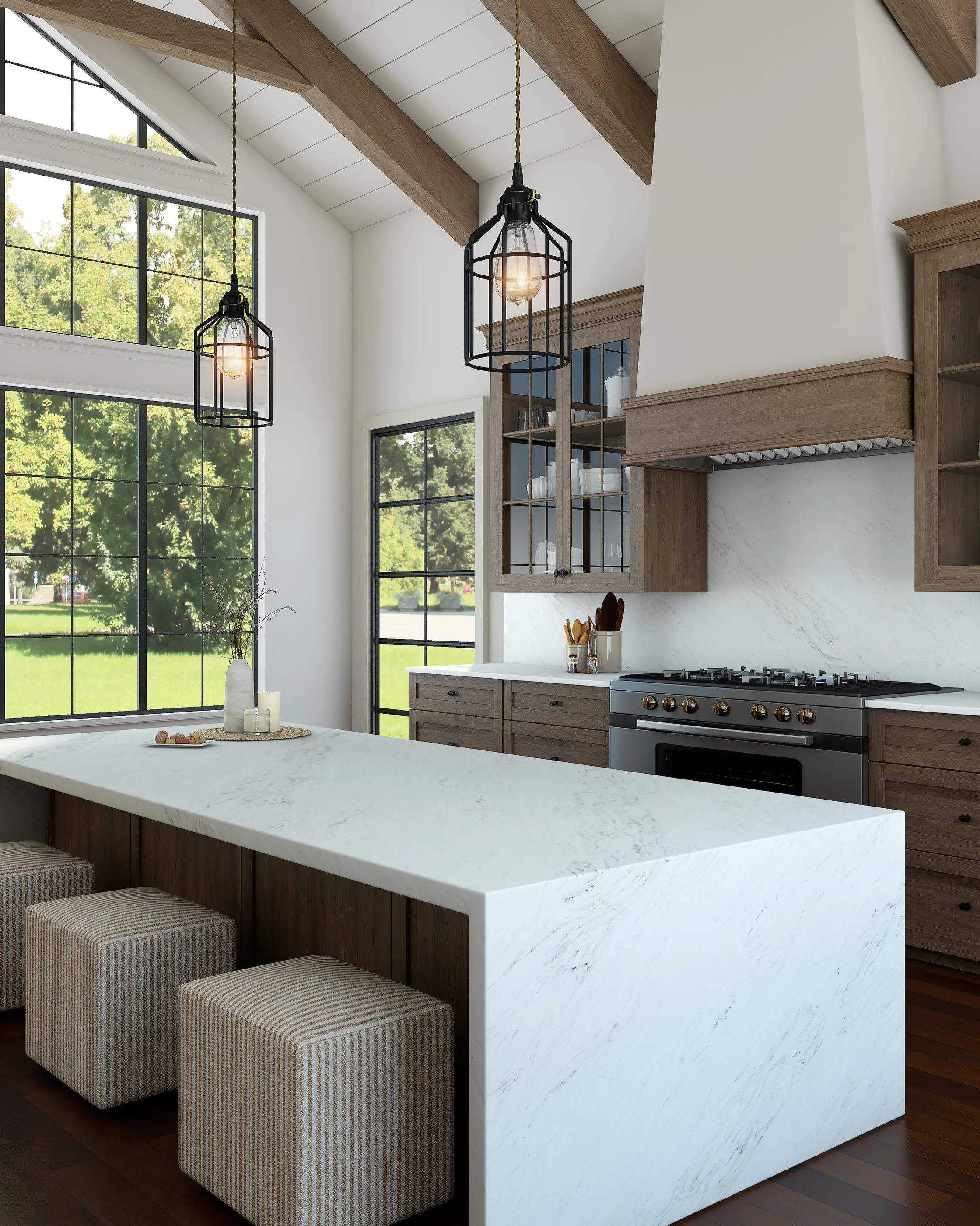 River Mist White Quartz Kitchen Countertops