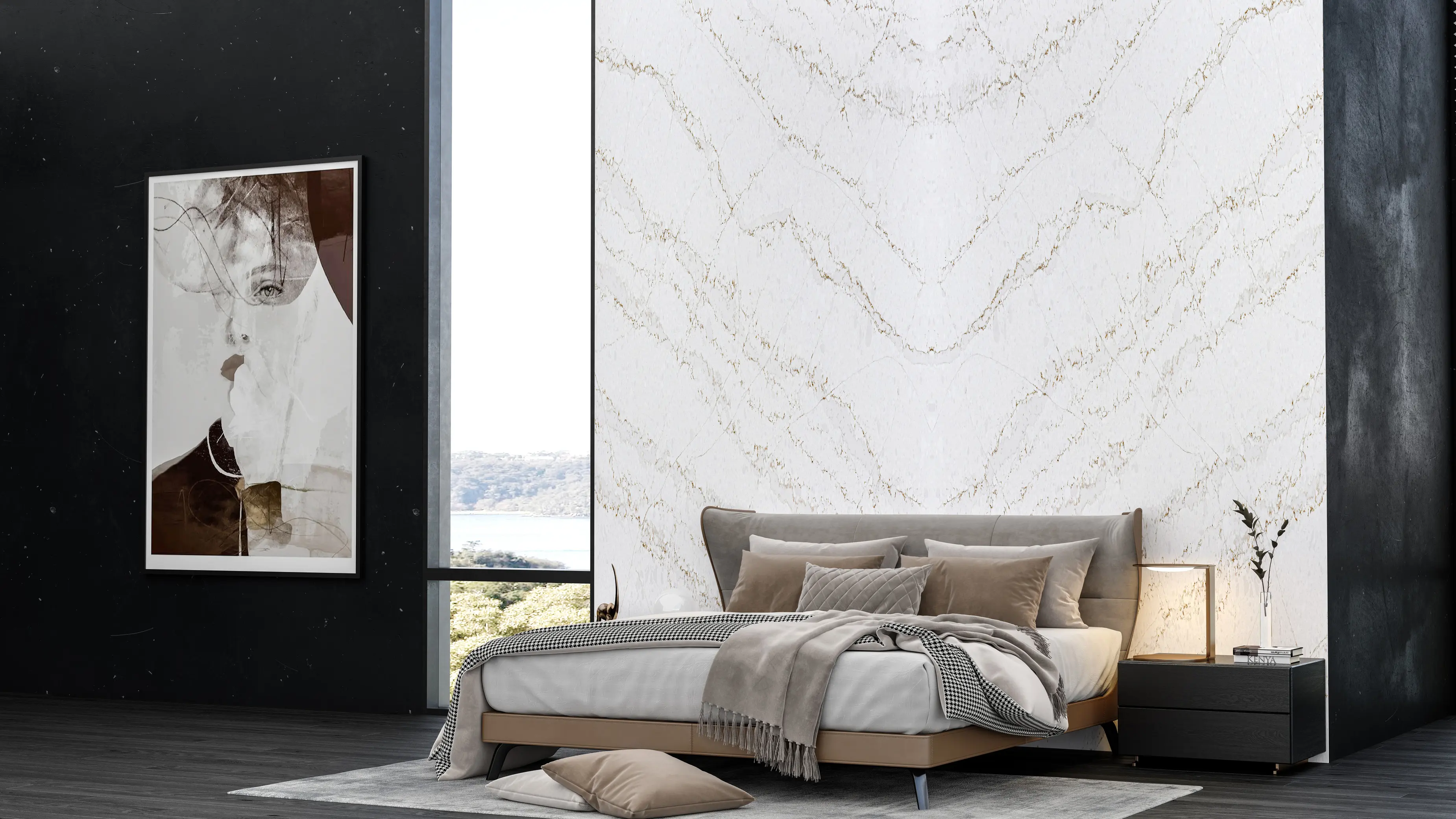 PentalQuartz - Atmos Gold - Bedroom - Architectural Surfaces