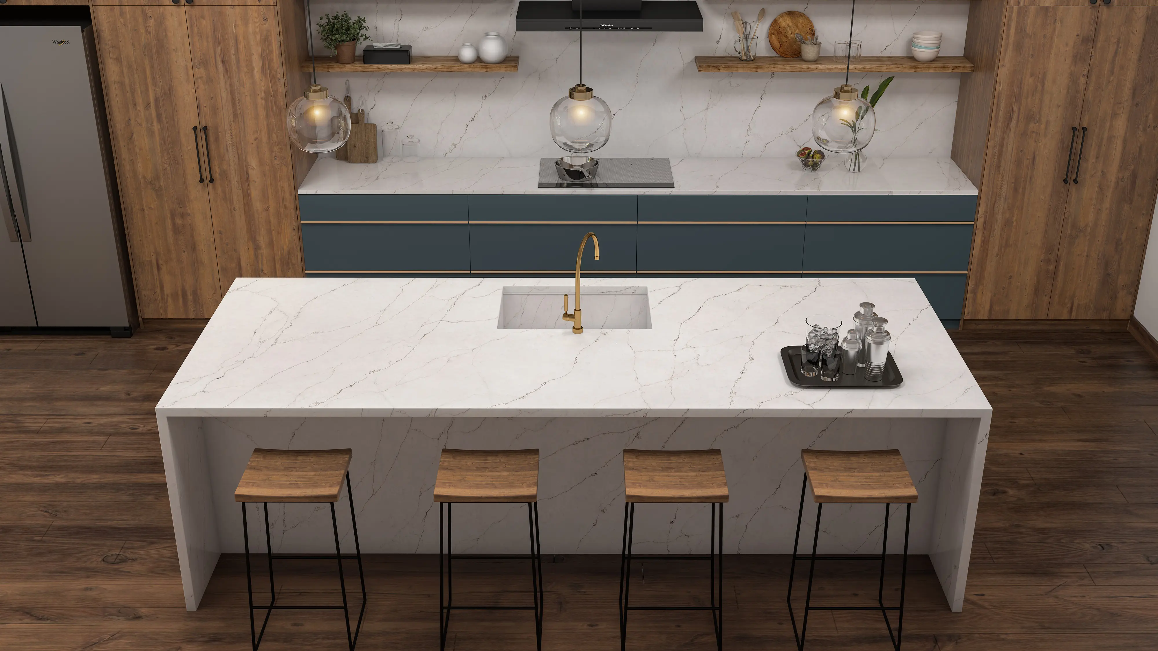 PentalQuartz - Claro Cascade - Kitchen - Architectural Surfaces