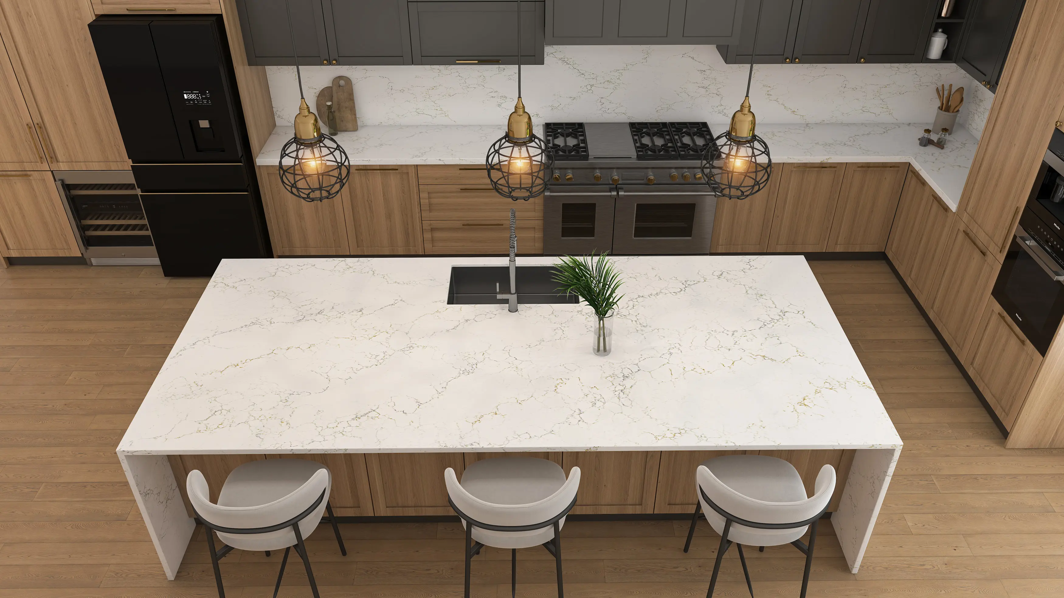 Blossom Mist Quartz Kitchen | White Traditional Countertops
